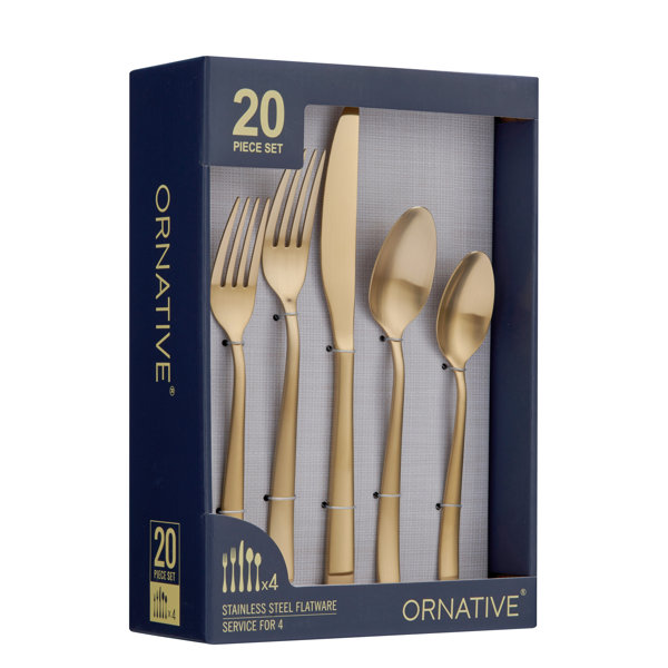 Ornative Flatware Lola 18/0 Stainless Steel 20 Pieces Flatware Set & Reviews | Wayfair